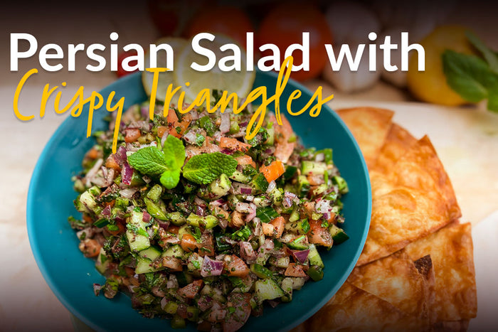 Persian Salad with Crispy Triangles